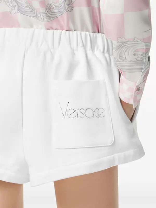 Versace Logo-embroidered Cotton Shorts