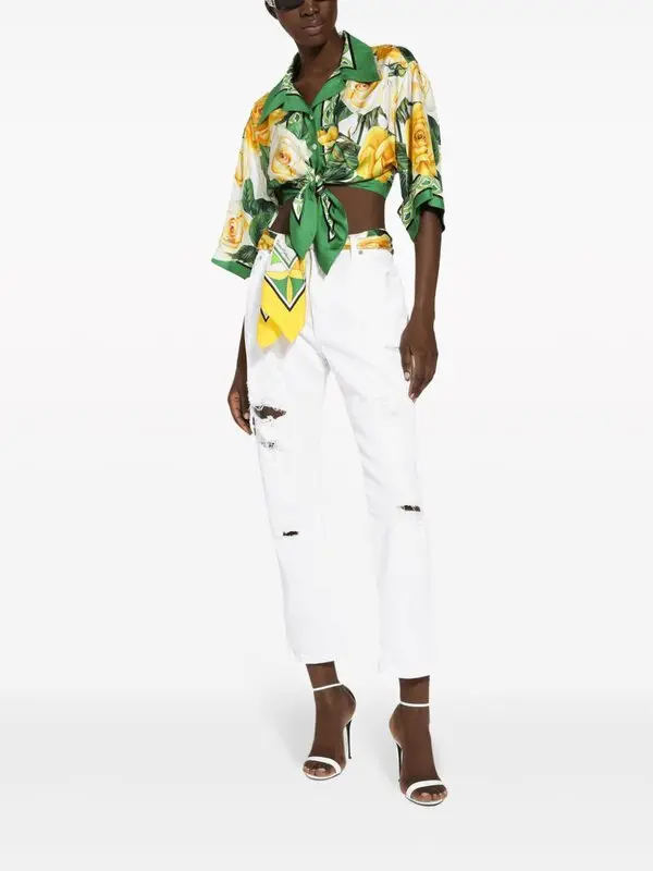 Dolce & Gabbana Distressed Straight Jeans - White