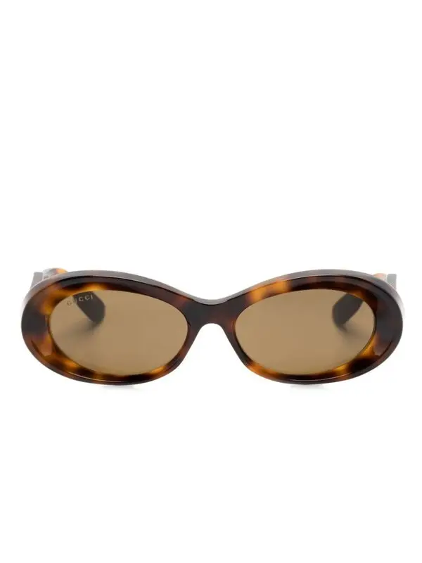 Gucci Tortoiseshell Oval Sunglasses - Brown