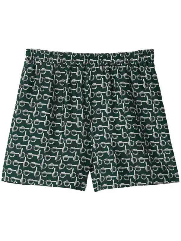 Burberry B-print Silk Shorts - Green
