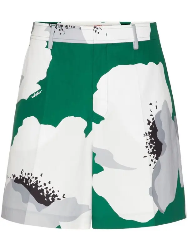 Valentino Garavani Bermuda Shorts With Portrait Print - Green
