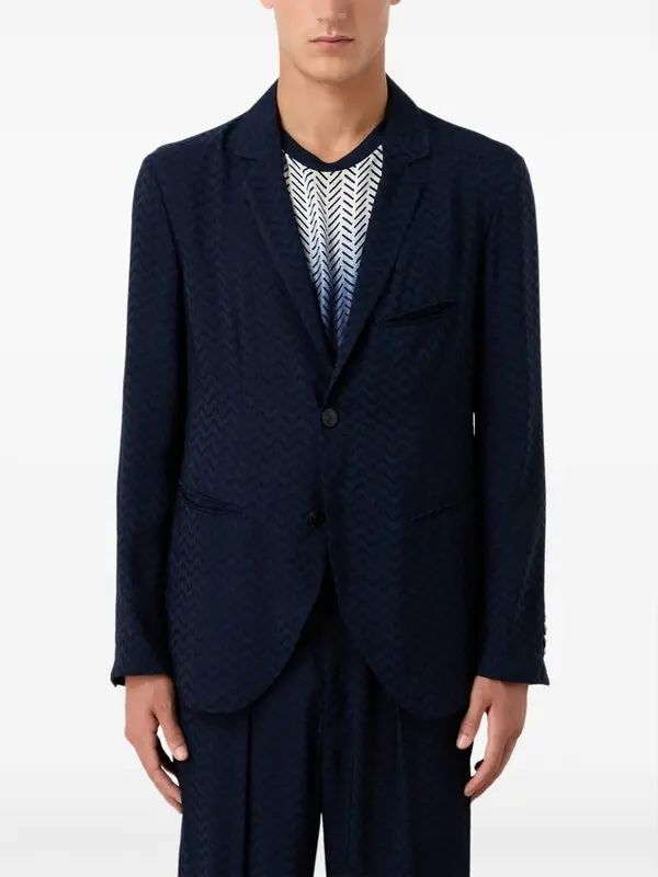 Giorgio Armani Zigzag-print Single-breasted Blazer