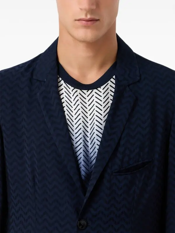 Giorgio Armani Zigzag-print Single-breasted Blazer