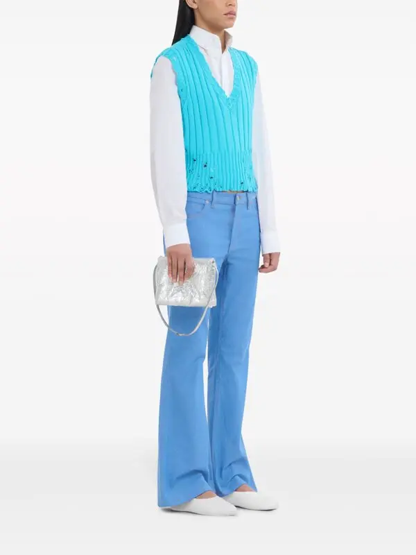 Marni Logo-embroidery Distressed Knitted Vest