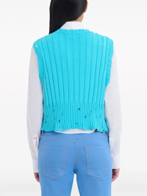 Marni Logo-embroidery Distressed Knitted Vest