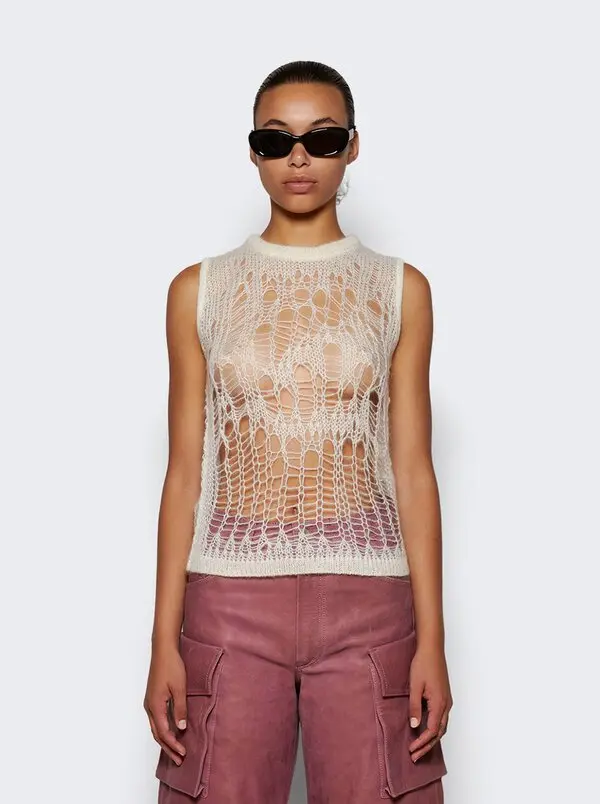 Rick Owens Open-knit Tank Top - White
