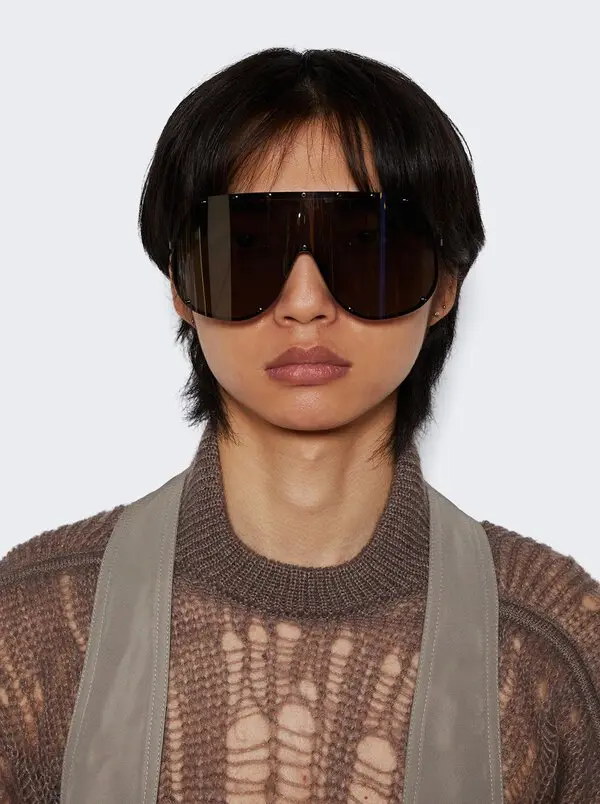 Rick Owens Shield Sunglasses - Black And Gold