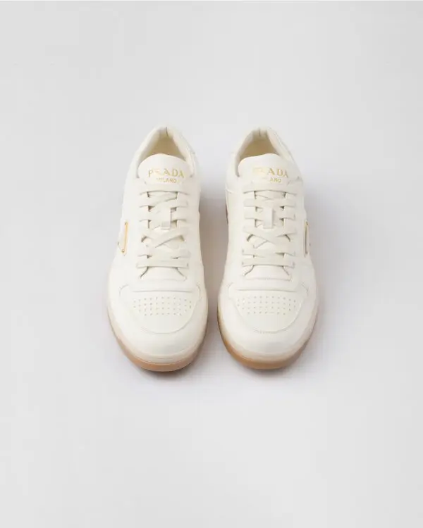 Prada Downtown Nappa Leather Sneakers - Ivory