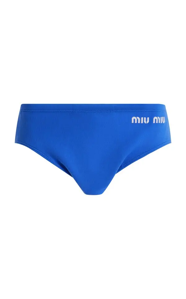 Miu Miu Logo-knit Nylon Panties - Blue