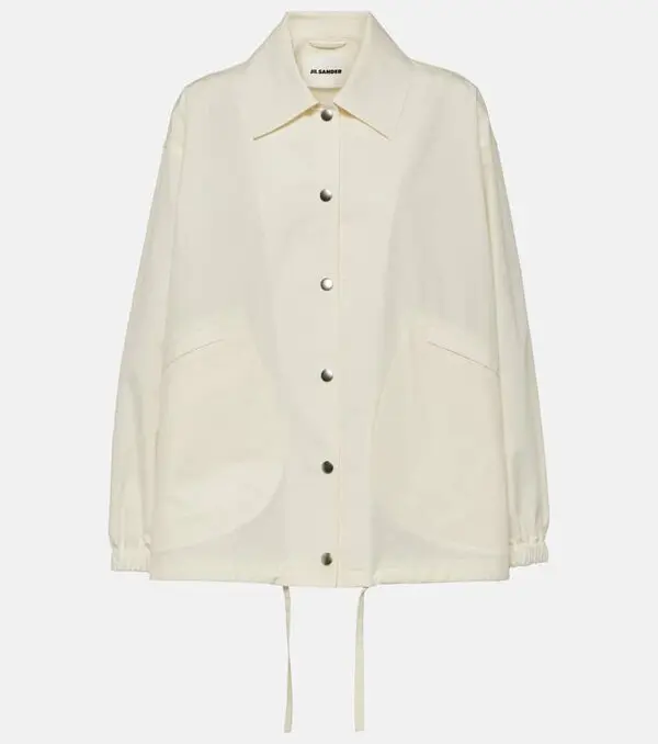 JIL SANDER Logo Cotton Shirt Jacket - Beige