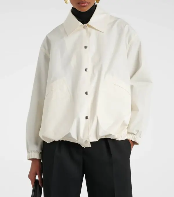 JIL SANDER Logo Cotton Shirt Jacket - Beige