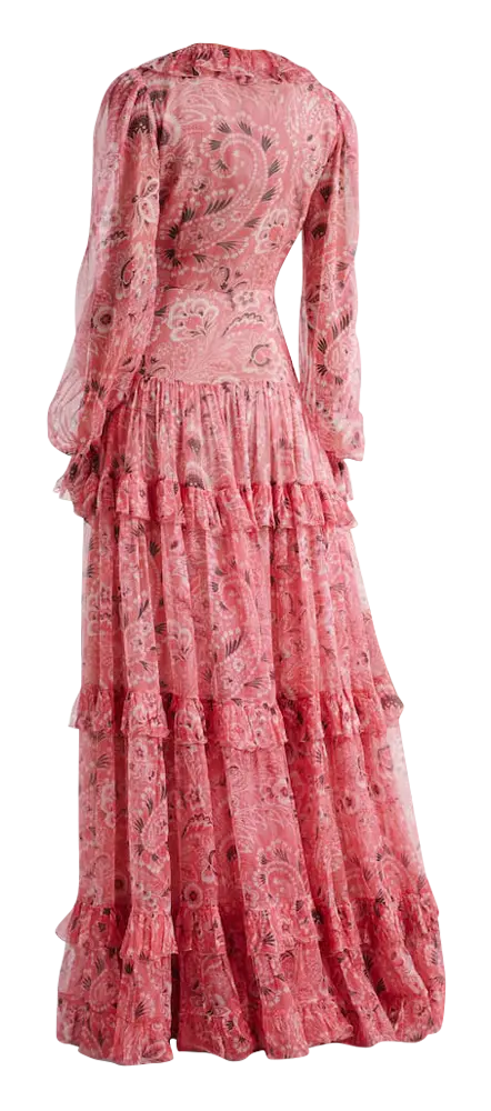 Etro Ruffled Tiered Paisley Silk Gown