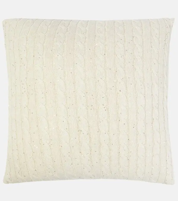 Brunello Cucinelli Cable-knit Cotton-blend Cushion - Neutrals