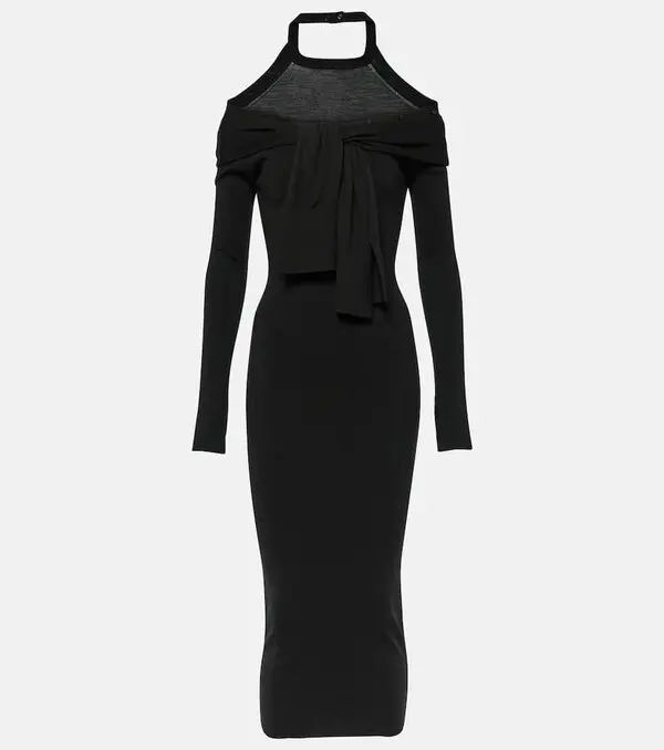 Jacquemus La Robe Doble Wool-blend Midi Dress - Black