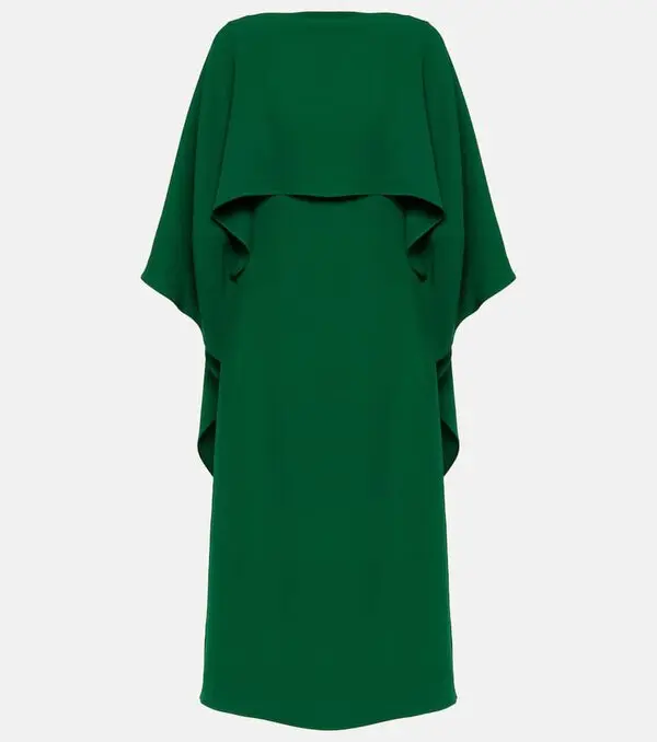 Valentino Garavani Caped Silk Crêpe Midi Dress