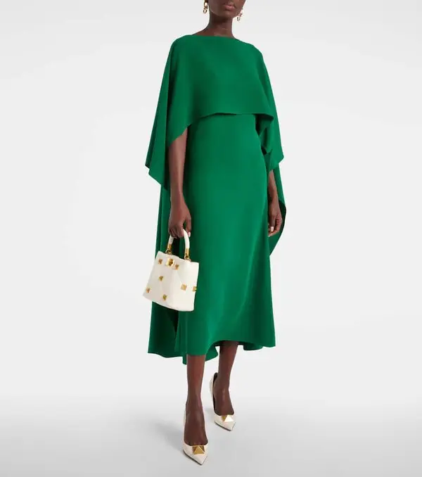 Valentino Garavani Caped Silk Crêpe Midi Dress