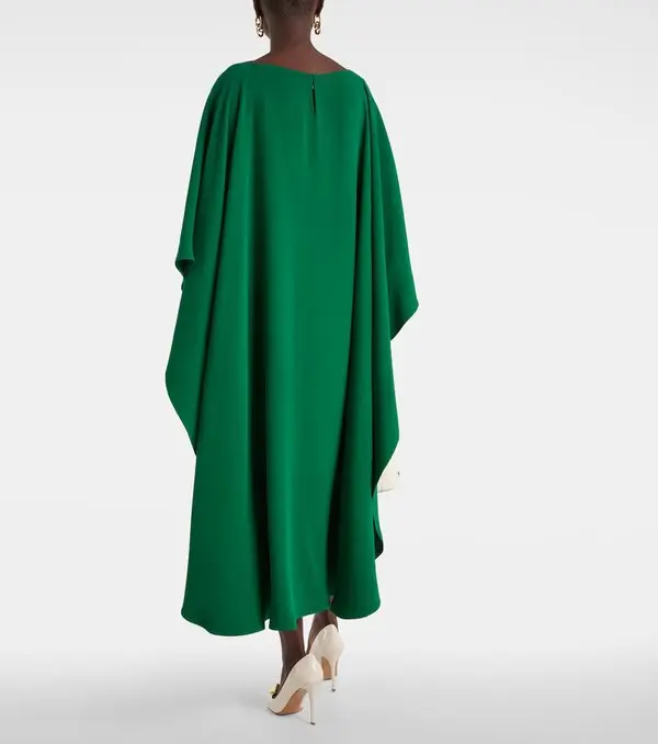 Valentino Garavani Caped Silk Crêpe Midi Dress