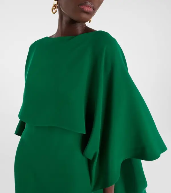 Valentino Garavani Caped Silk Crêpe Midi Dress
