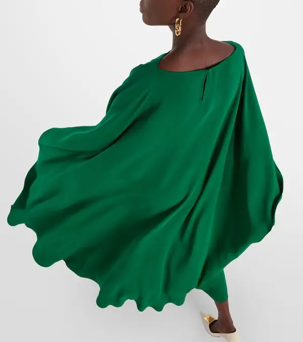 Valentino Garavani Caped Silk Crêpe Midi Dress