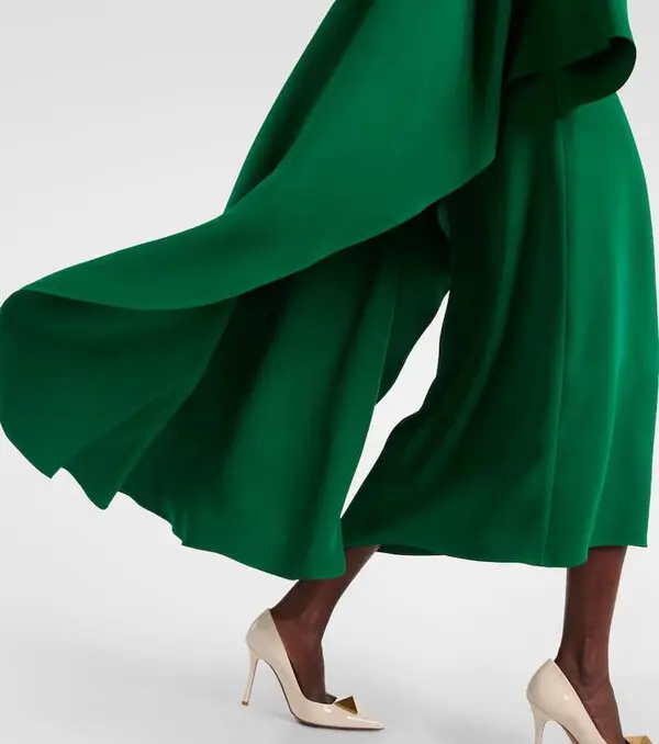 Valentino Garavani Caped Silk Crêpe Midi Dress