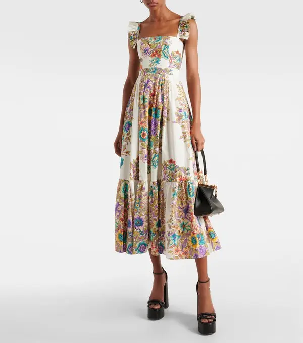 Etro Floral Cotton Poplin Maxi Dress