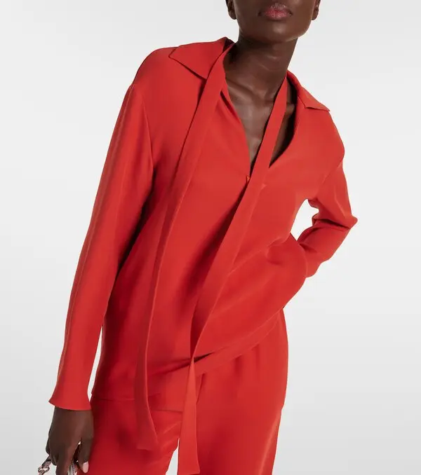 Valentino Garavani Tie-neck Blouse - Orange