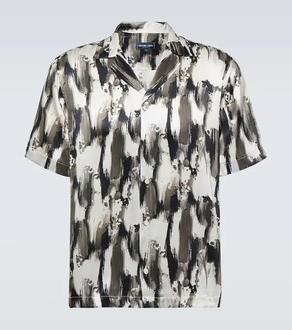 Frescobol Carioca Roberto Printed Silk Bowling Shirt