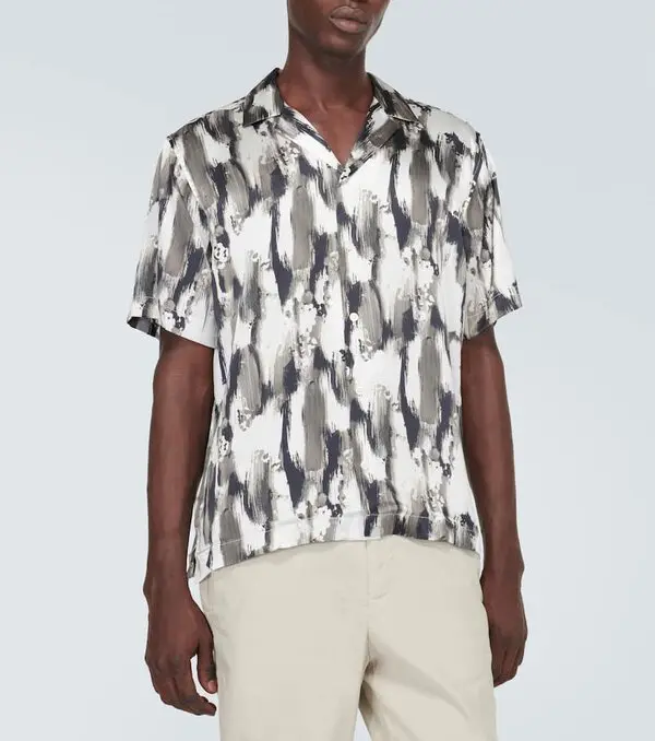 Frescobol Carioca Roberto Printed Silk Bowling Shirt