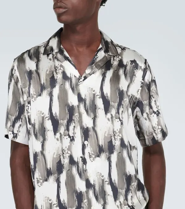 Frescobol Carioca Roberto Printed Silk Bowling Shirt