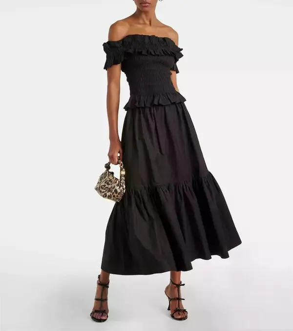 GANNI Cotton Poplin Midi Skirt