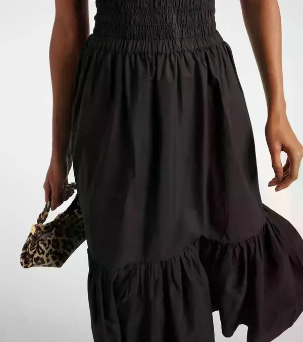 GANNI Cotton Poplin Midi Skirt