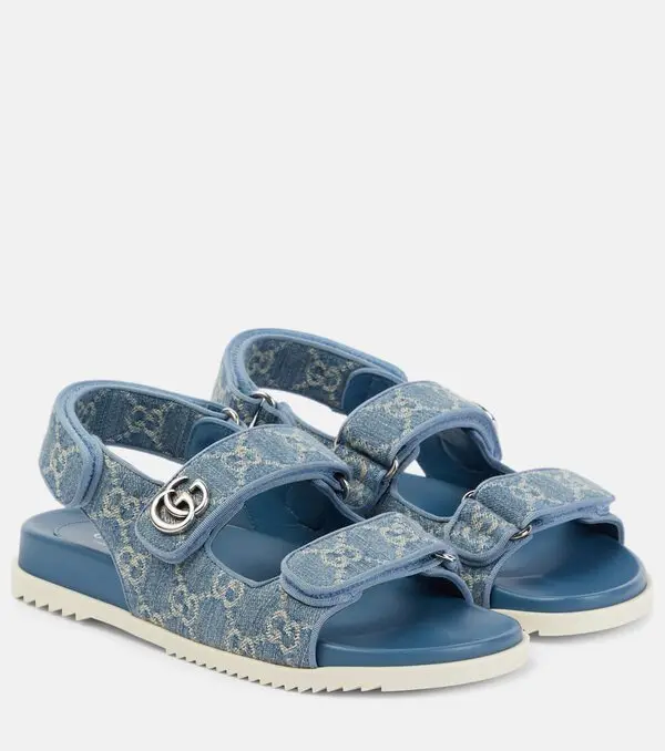 Gucci Double G Gg Denim Sandals