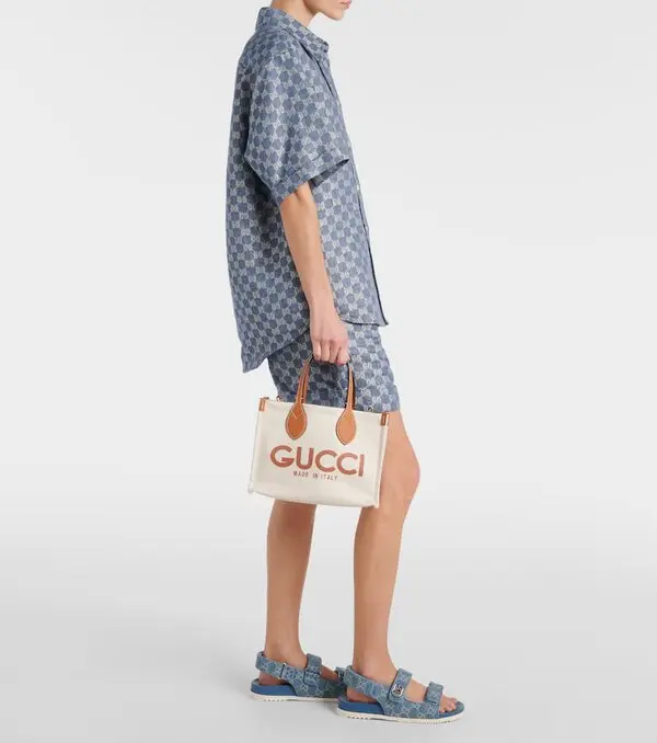 Gucci Double G Gg Denim Sandals