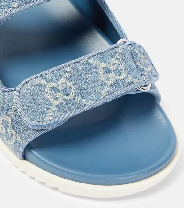 Gucci Double G Gg Denim Sandals
