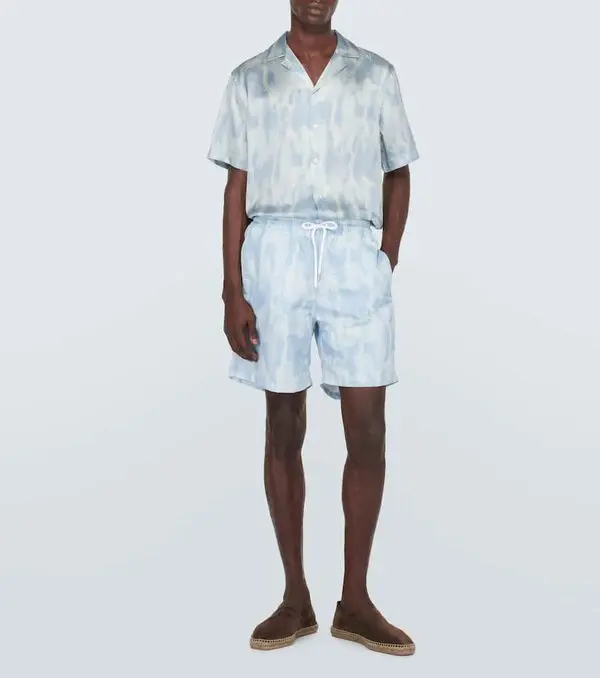 Frescobol Carioca Roberto Printed Silk Bowling Shirt