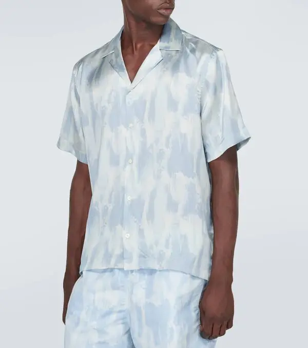 Frescobol Carioca Roberto Printed Silk Bowling Shirt