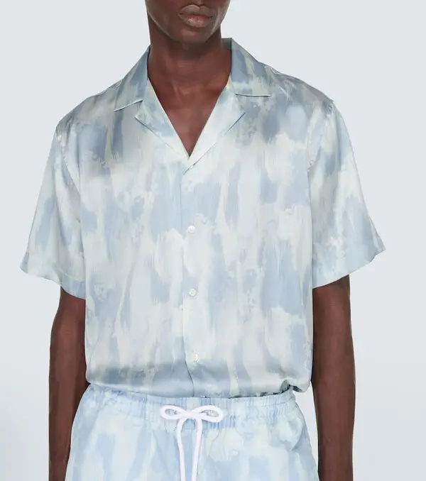 Frescobol Carioca Roberto Printed Silk Bowling Shirt