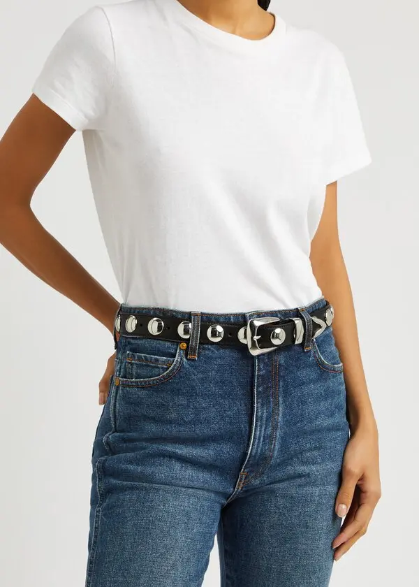 Khaite Benny Studded Leather Belt - Black