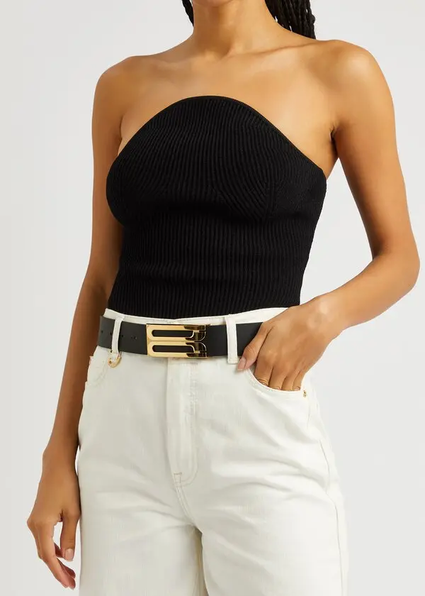 Victoria Beckham Leather Belt With Designer Plaque
