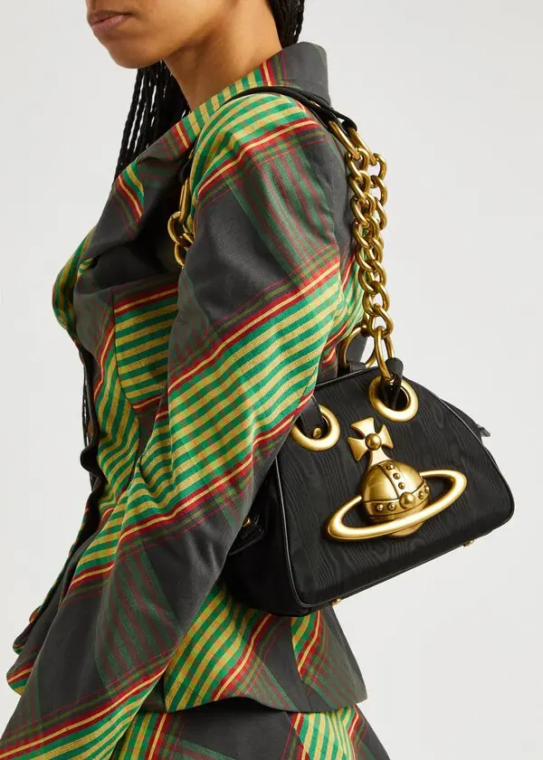 Vivienne Westwood Orb Moiré Shoulder Bag - Black | Editorialist
