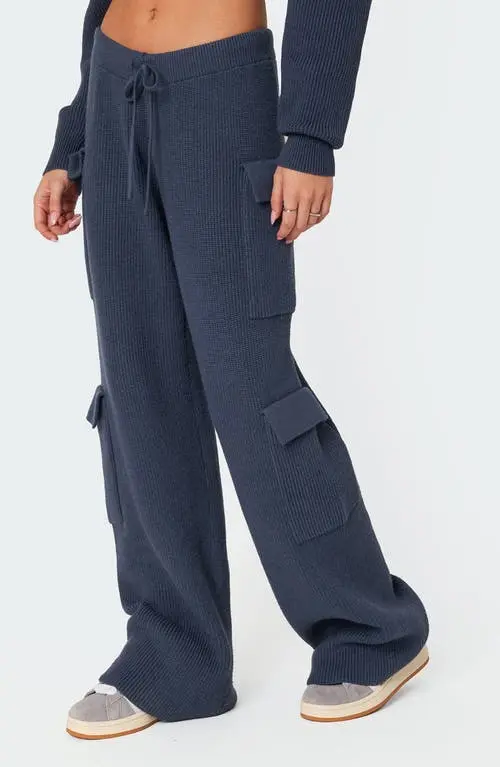 EDIKTED Wynter Drawstring Cargo Sweater Pants - Blue
