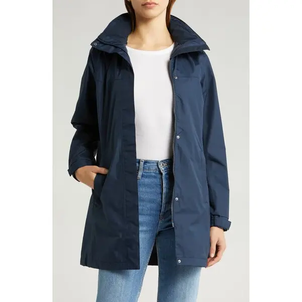 Helly Hansen Aden Waterproof Hooded Longline Rain Jacket - Navy