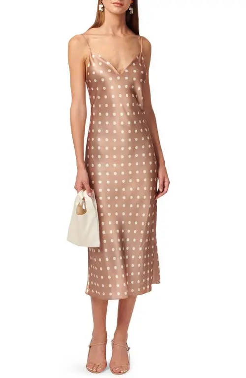 Cami Nyc Myla Satin Slipdress - Macadamia Dot