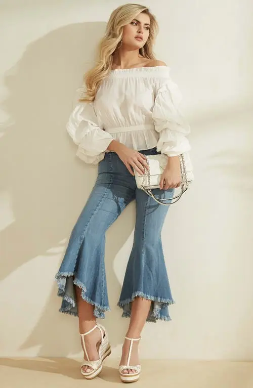Guess Sofia 1981 Frayed Ankle Flare Jeans