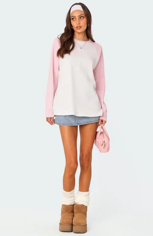 EDIKTED Me Time Oversize Waffle Knit Top - Light-pink