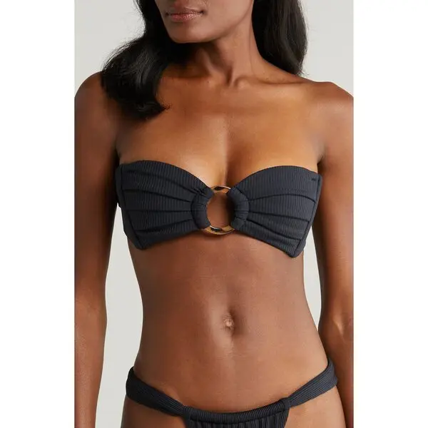 MONTCE Tori O-ring Rib Bikini Top - Black Rib