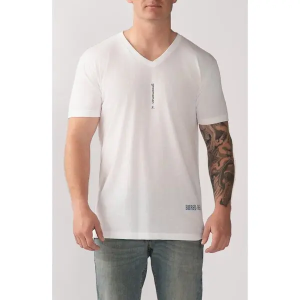 BORED REBEL Groomsman V-neck Graphic Undershirt - White