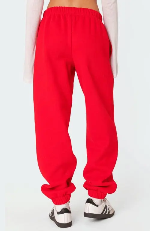 EDIKTED Clark Oversize Sweatpants - Red