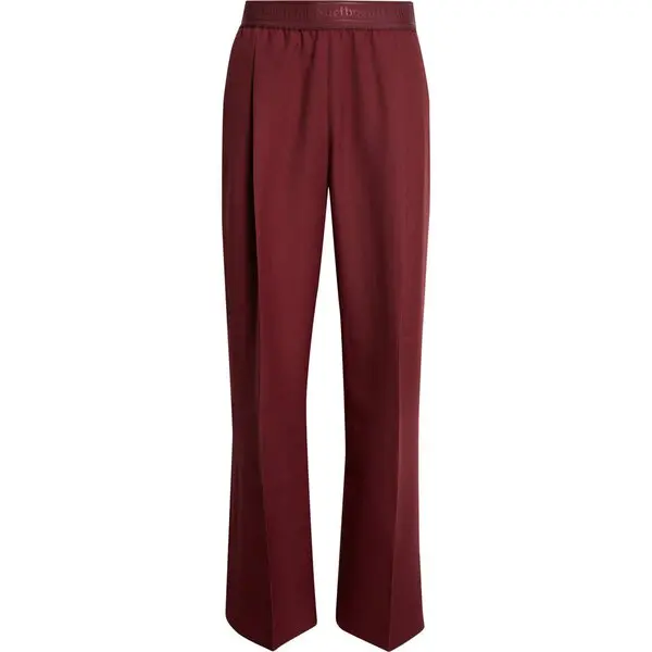STOCKHOLM SURFBOARD CLUB Elaine Logo Jacquard Wide Leg Pants - Burgundy
