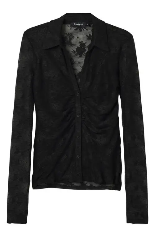 Desigual Gathered Floral Shirt